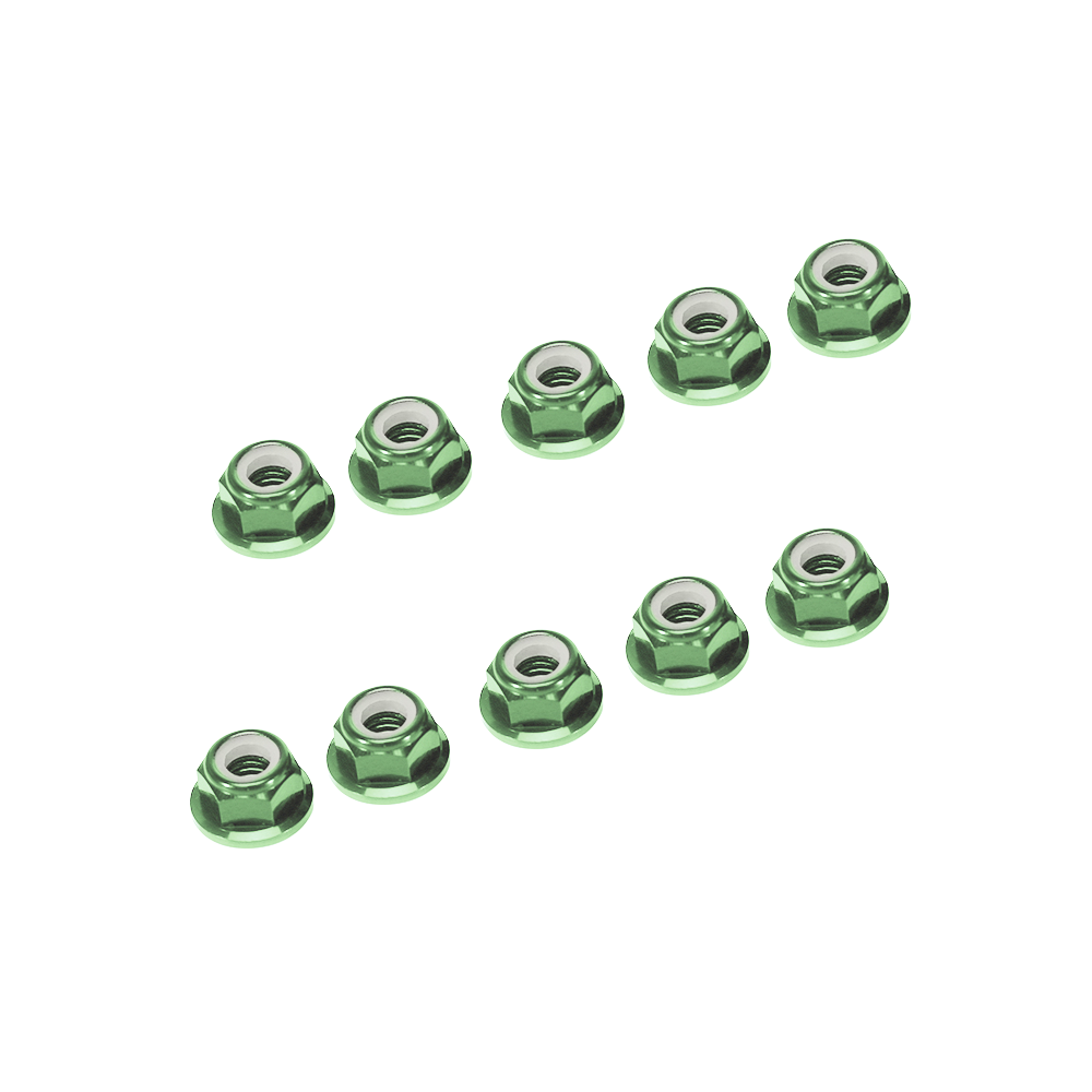 M5 Anodized Aluminum Flange Nylon Lock Nut - 20Pcs